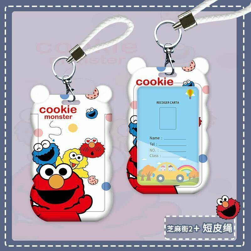 Держатель для карт с мультяшным Улицей Сезам, держатель для студенческого удостоверения, держатель для карт доступа в автобус и метро с шнурком для детского сада