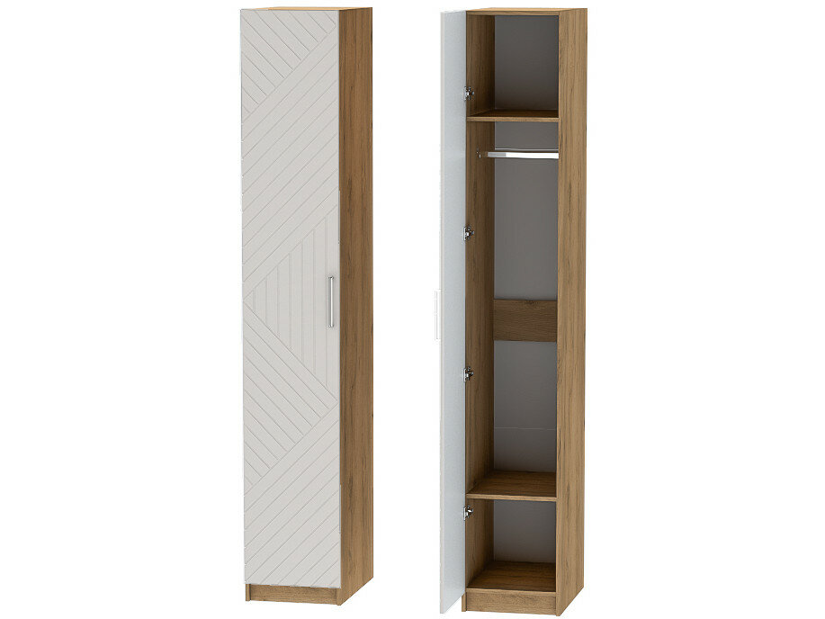 Шкаф-пенал однодверный, со штангой для вешалок, Крафт золотой/Тирамису матовый