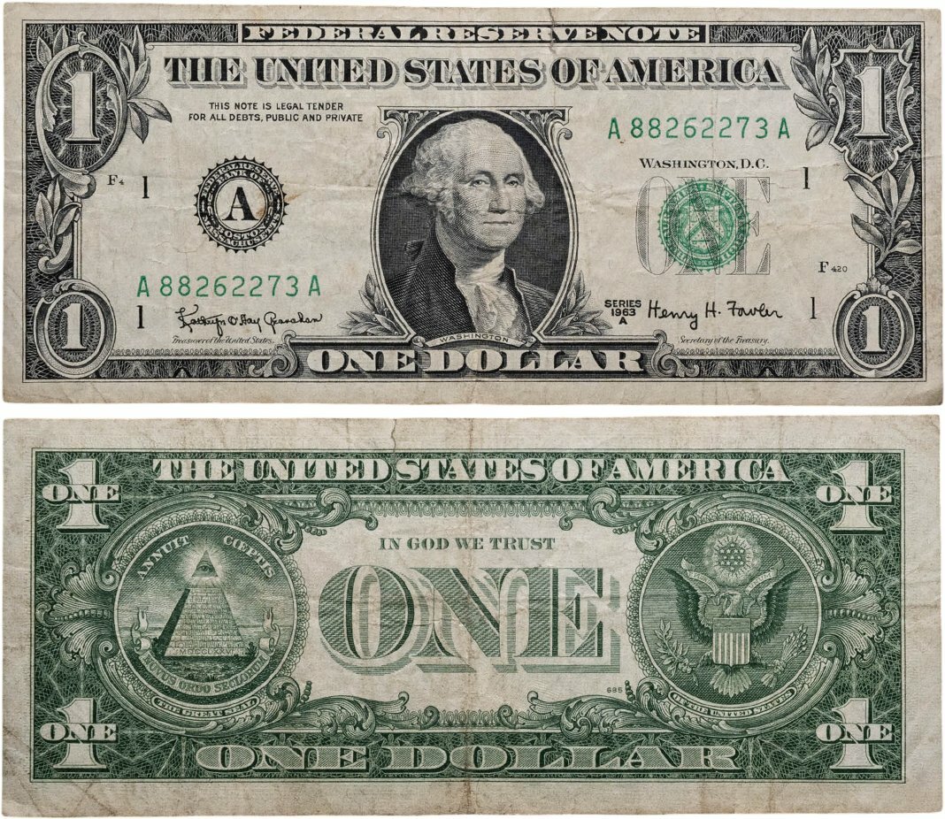 США 1 доллар 1963А года Pick 343b А-Бостон