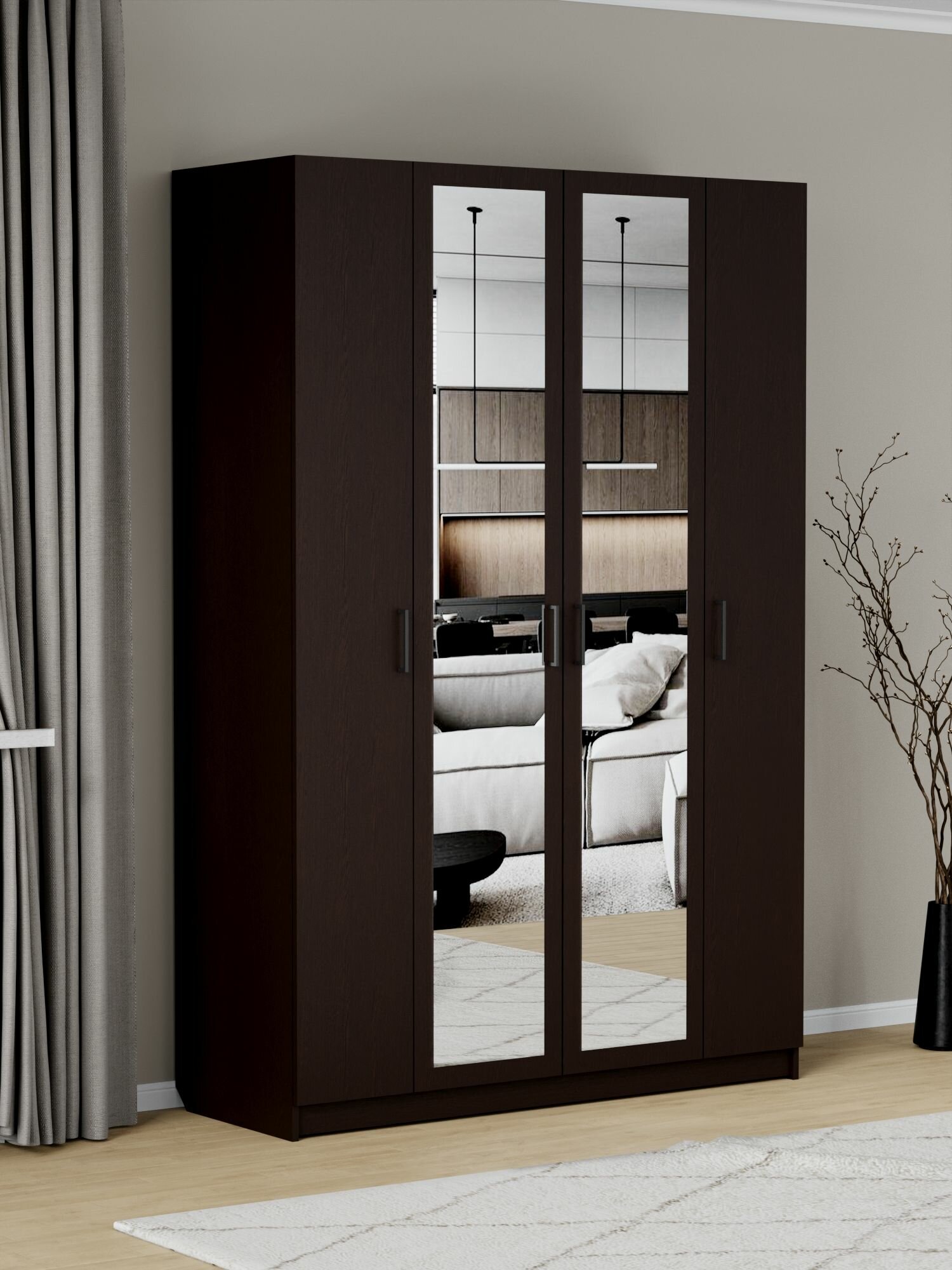InHouse Шкаф распашной ШК-4/1 Венге 140х52х210, фасады ЛДСП