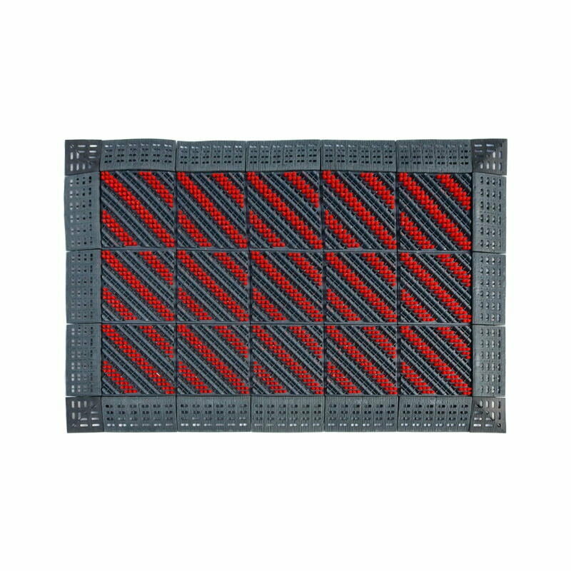 Серый фон с красными щетками коврик, 15x15x2.5 см, нескользящий для улицы и входа