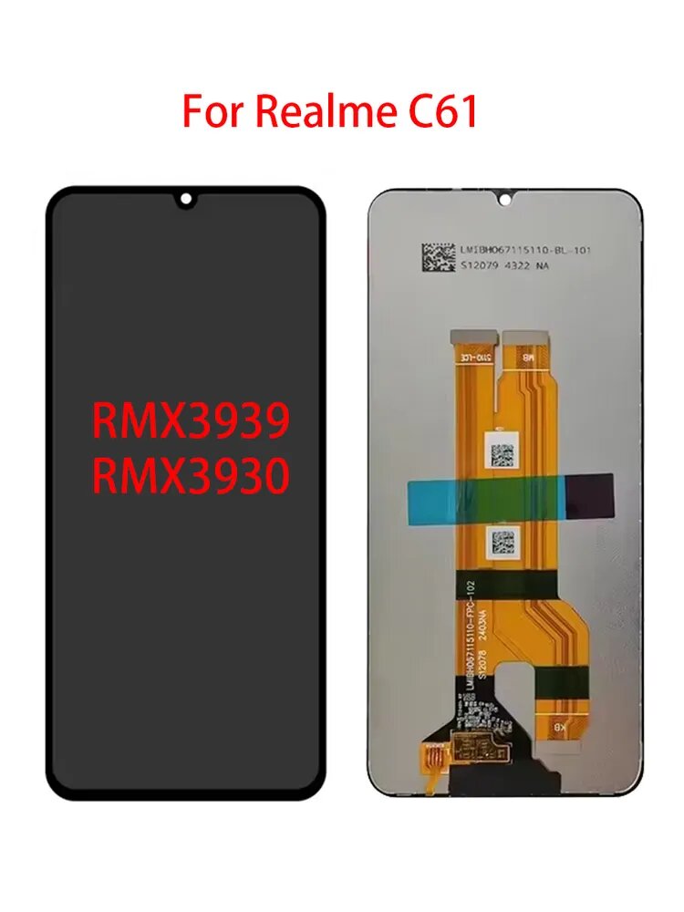 Дисплей на Realme C61 RMX3939, RMX3930 в сборе с тачскрином Черны