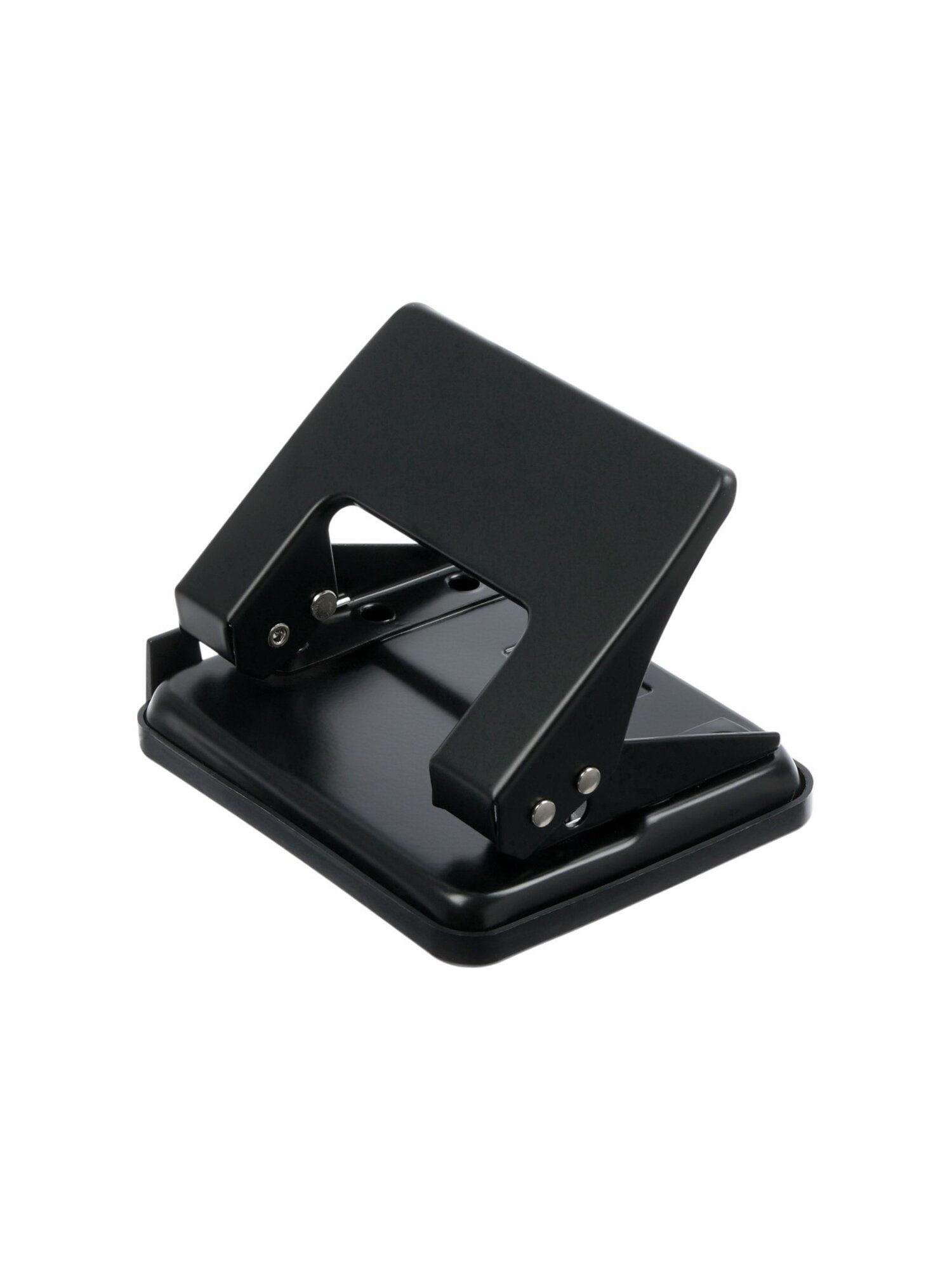 Дырокол металлический, 20 листов, с линейкой, чёрный, цвет: чёрный