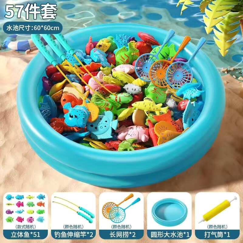 Детский набор для рыбалки в бассейне, семейная квадратная водная игра, магнитная удочка для мальчиков и девочек, интерактивная игра для родителей и детей