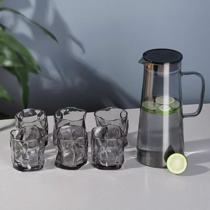 Набор для воды: кувшин + 6 стаканов из стекла, стеклянный набор для напитков