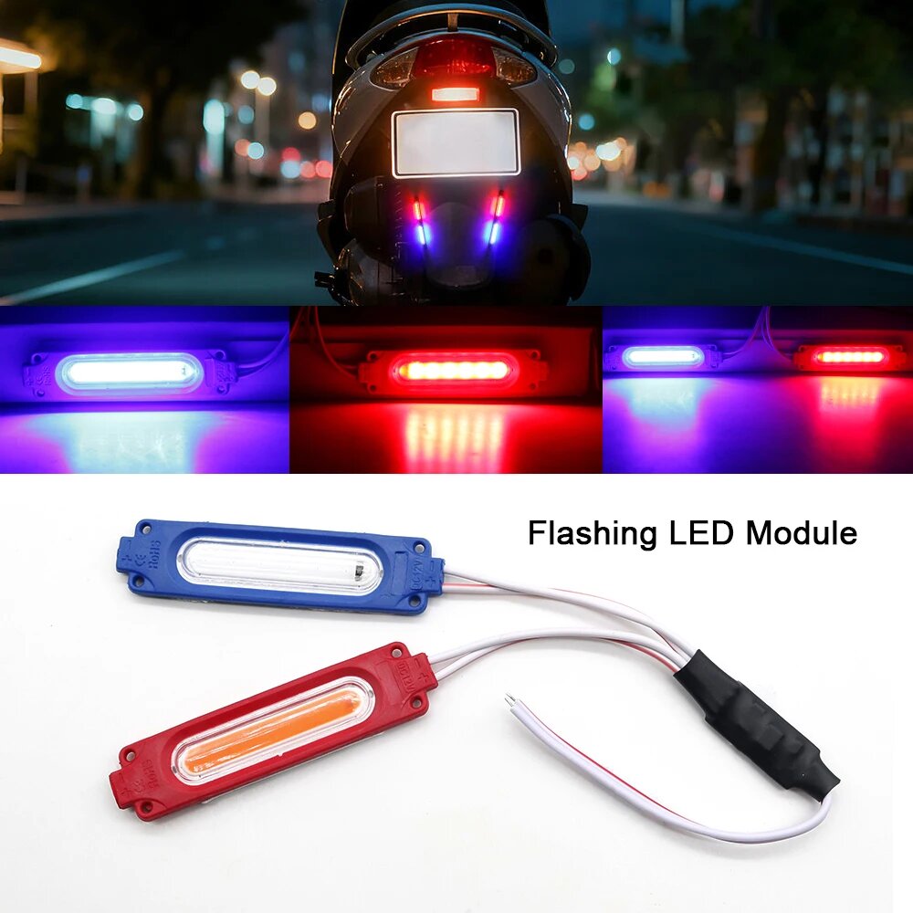 2 шт. стробоскопический светодиодный модуль, водонепроницаемый формованный дизайн, может управлять 2 лампы для автомобиля, мотоцикла, сигнальная лампа