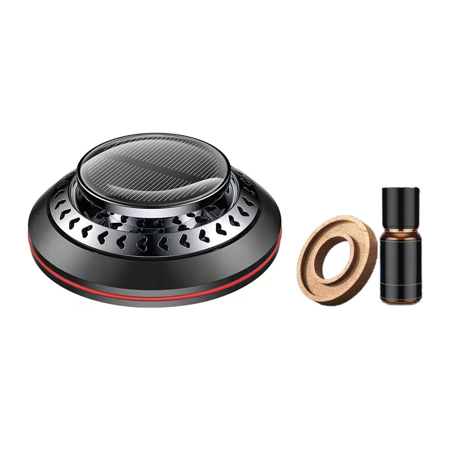 Автомобильный диффузор эфирных масел с ароматикой, электромагнитный молекулярный интерференционный антифризный снегоудаляющий прибор, солнечный освежитель воздуха для автомобиля с эфирным маслом бучковый туалетный 1шт, черный цвет, размер 8*3см, материал