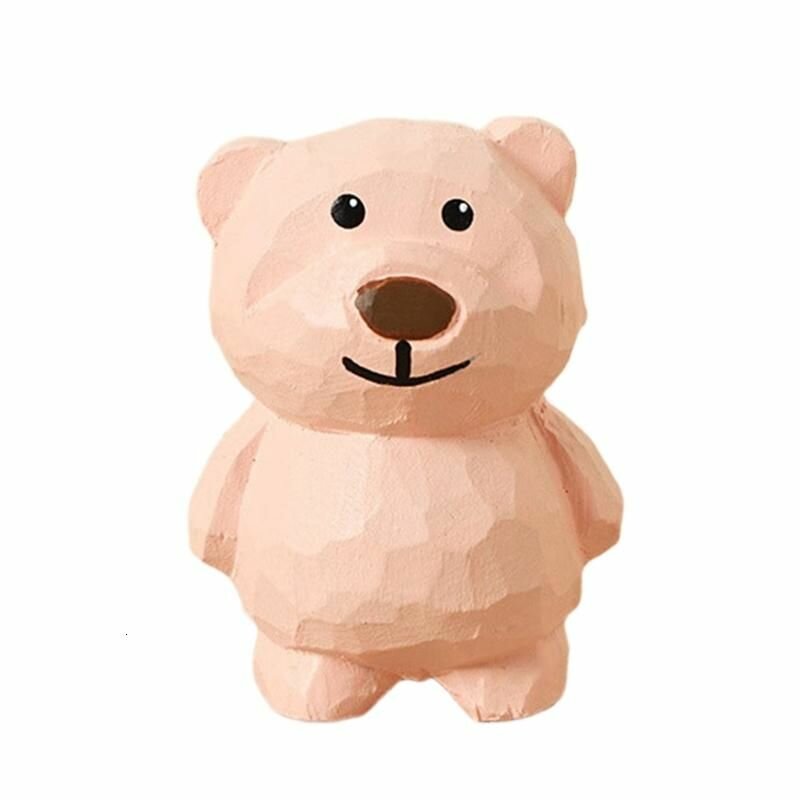 Деревянная фигурка медведя, Розовый