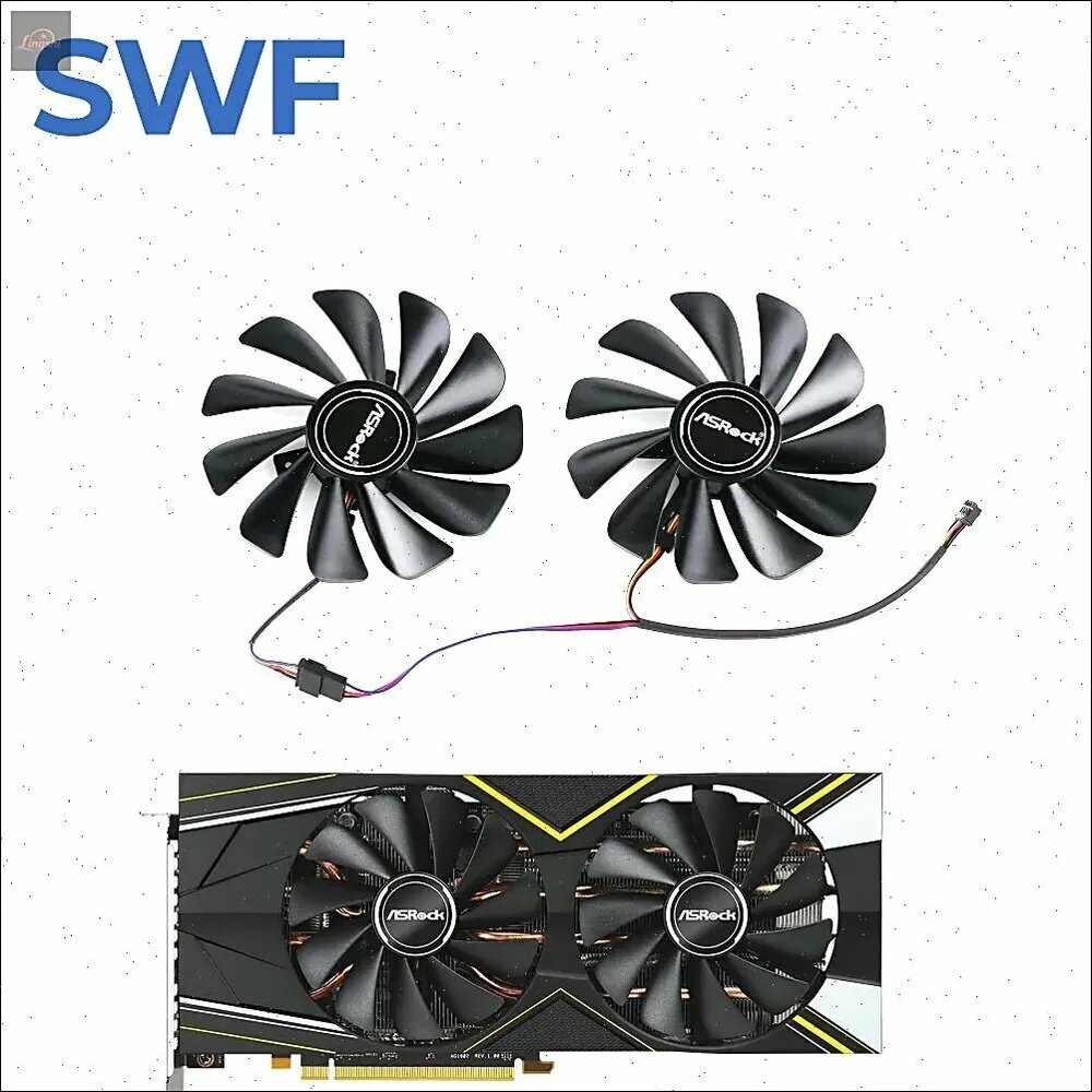 Новый 95-MM, Вентилятор охлаждения для ASROCK Radeon RX 5700 5700XT Challenger D OC Вентилятор охлаждения видеокарты, CF1010U12S, FDC10U12S9-C