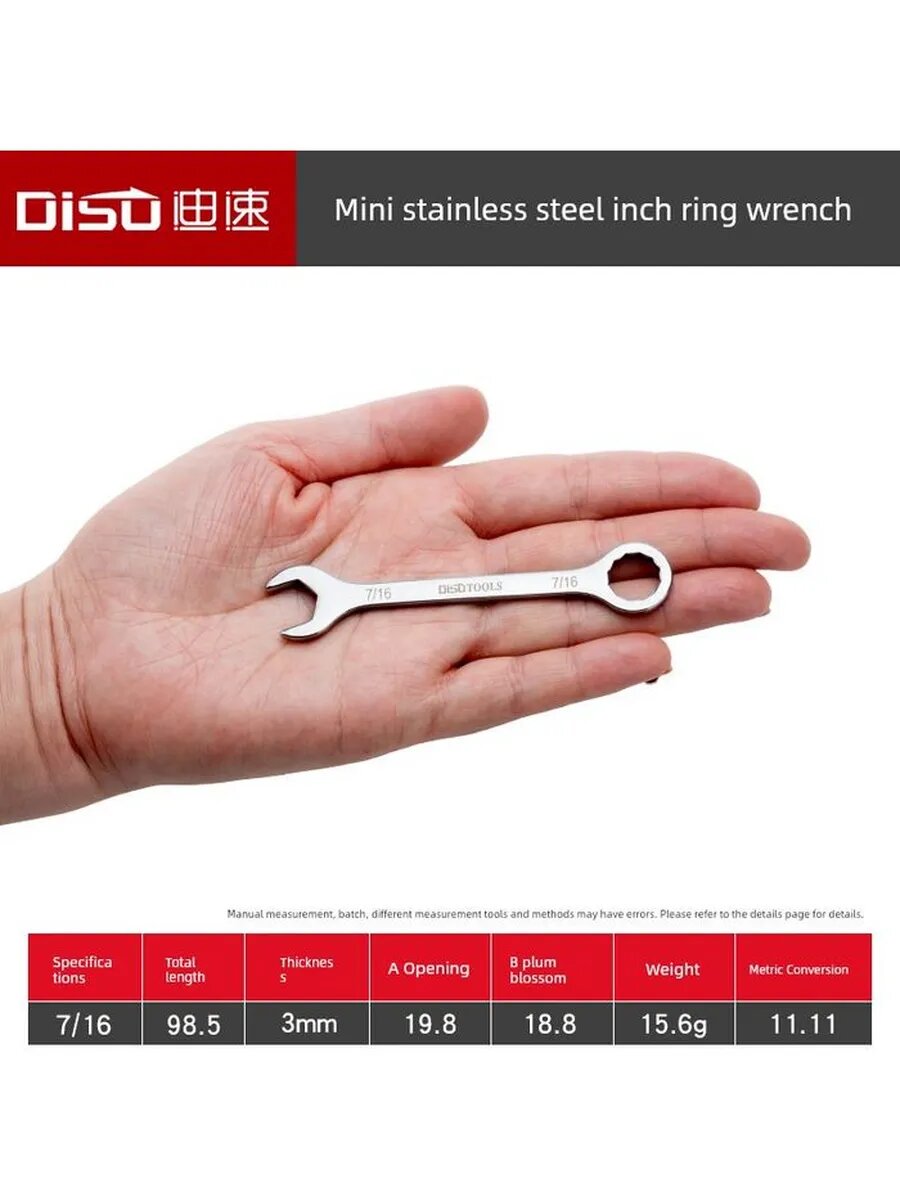 Мини дюймовый ключ сливовый открытый 7/16