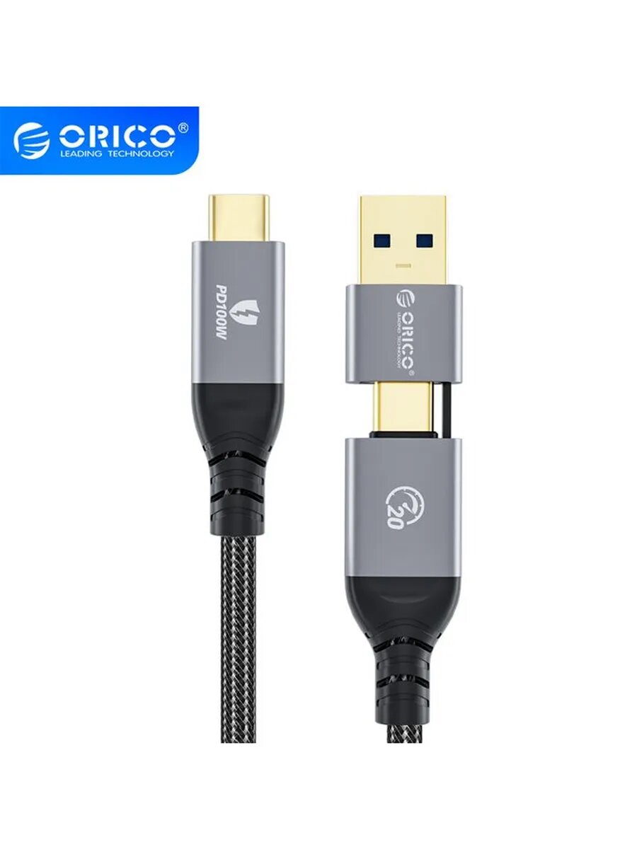 Кабель Orico 2м USB3.2 2-в-1, скорость 20Гб/с