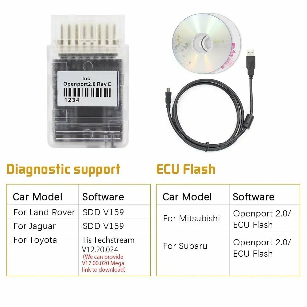 Программатор Openport 2.0 Rev E / Автосканер OBD2 j2534 / Чип-тюнинг — фото 1