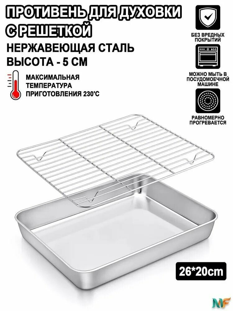 Противень, Без покрытия покрытие, 27.5 см х 21.7 см