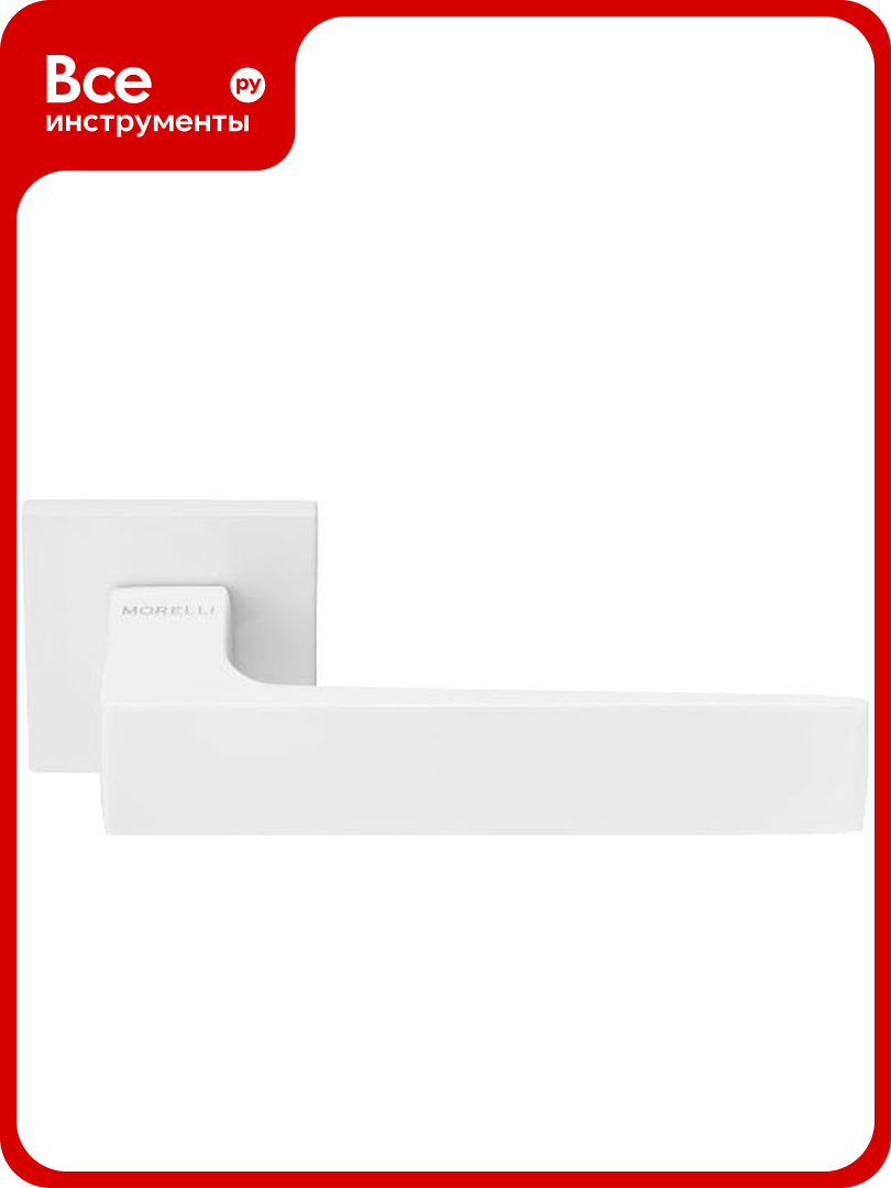 Дверная ручка MORELLI MIRA MH 54 S6 W на квадратной розетке 6 мм, цвет - белый