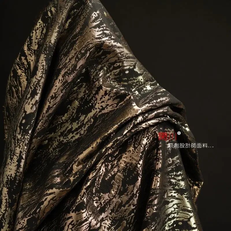 Парчовая ткань Hanfu Qipao черная золотая