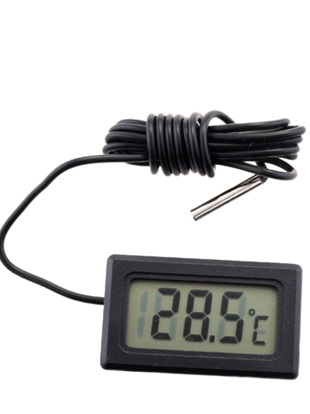 Термометр цифровой с проводным термосенсором, пластиковый на батарейках