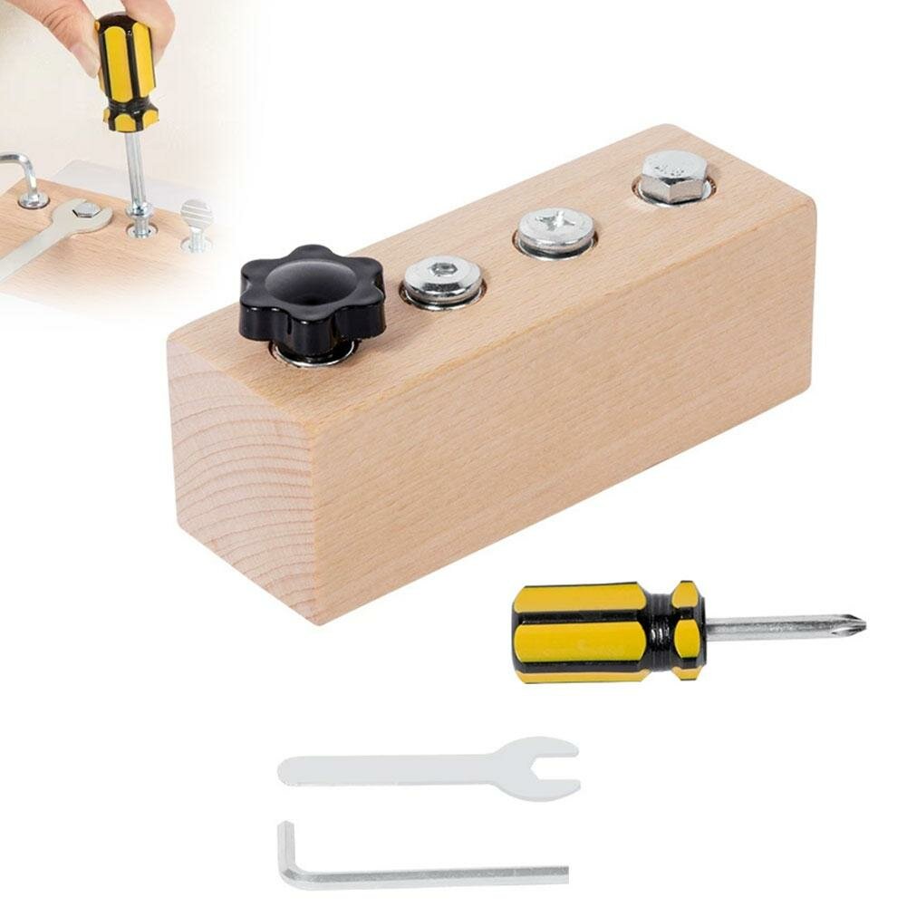 Развивающая доска для закручивания винтов BaYuYPOO, доска для занятий по методике Монтессори с деревянной отверткой, игрушка для развития мелкой моторики и координации движений.