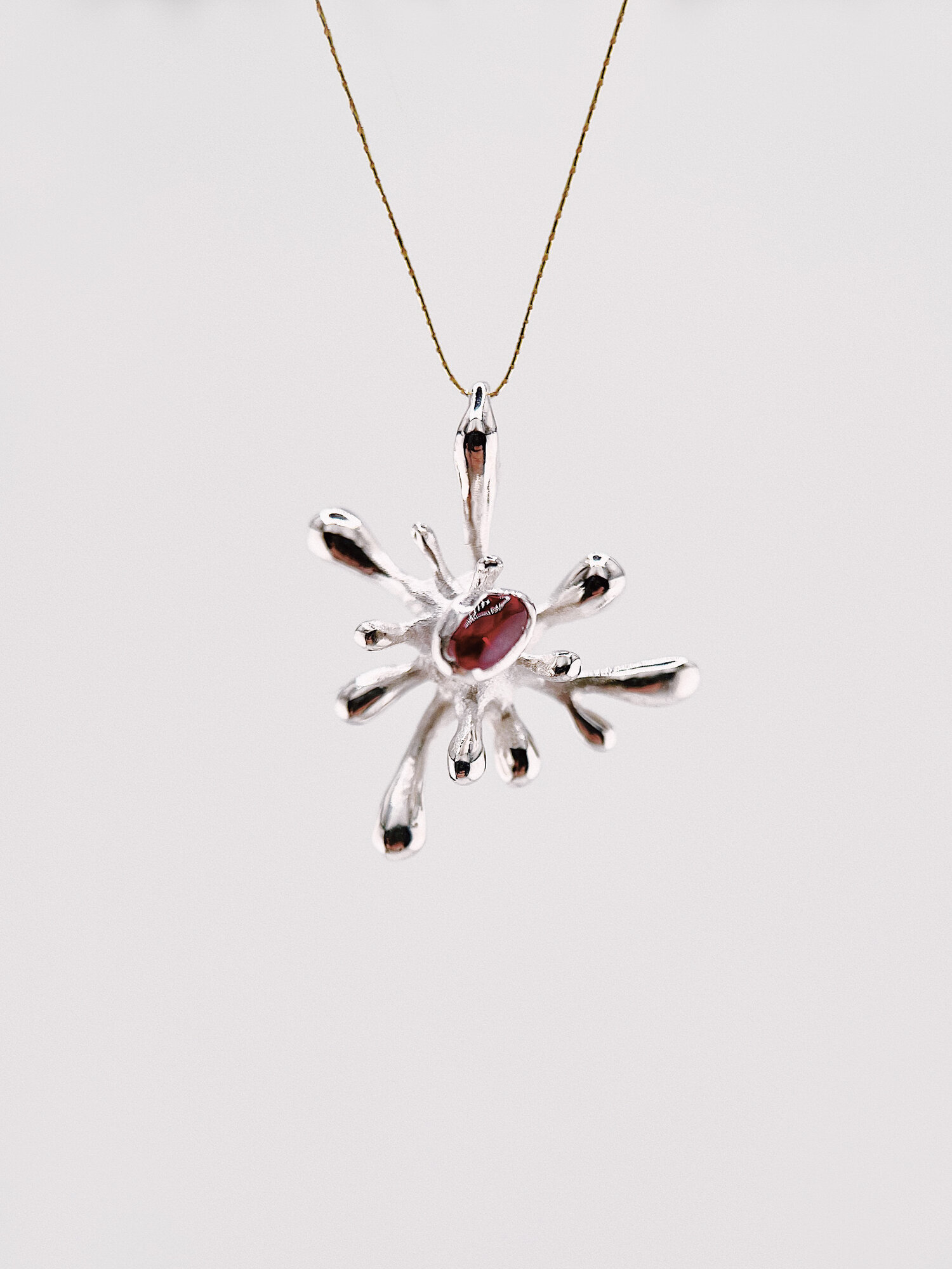 Подвеска, серебро, 925 проба, рубин синтетический