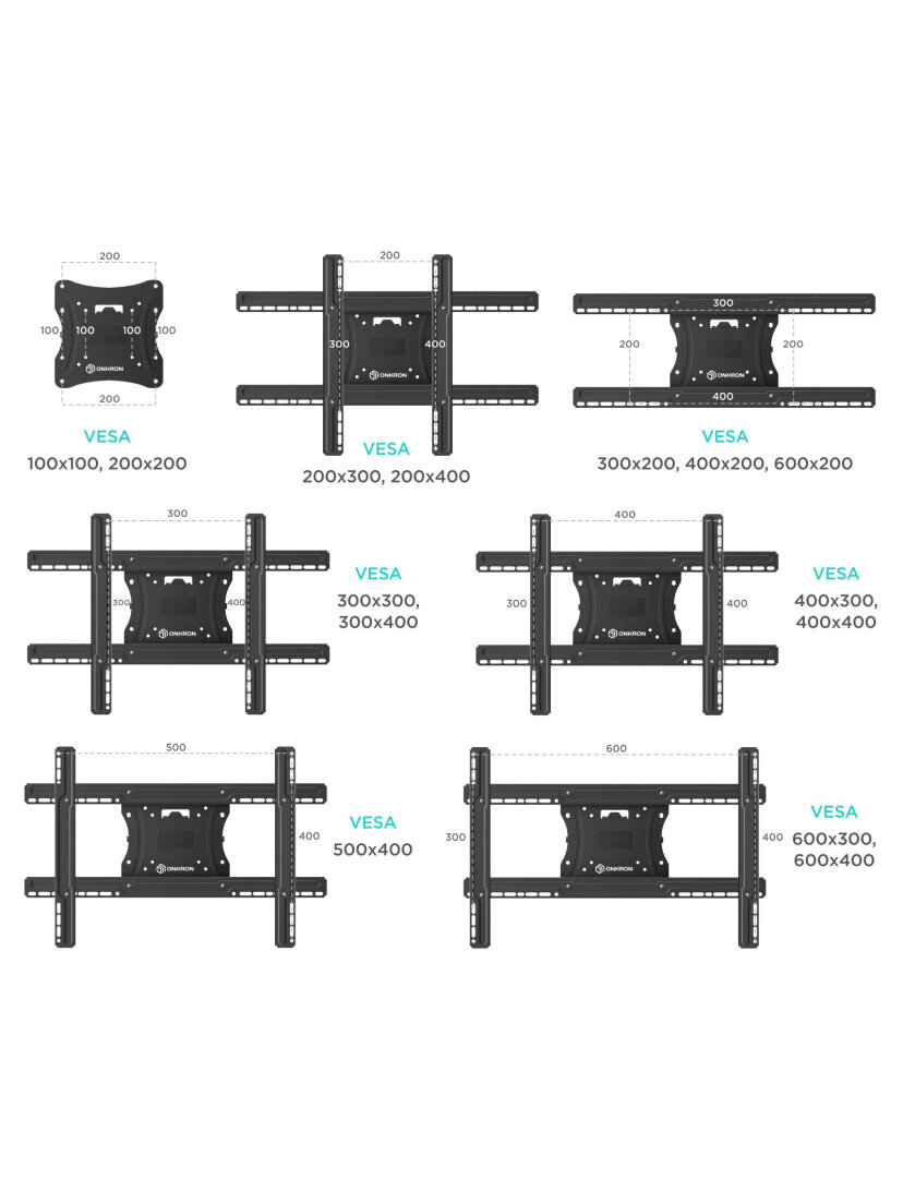 Кронштейн для телевизора Onkron M7L, 40-75", настенный, поворот и наклон, черный