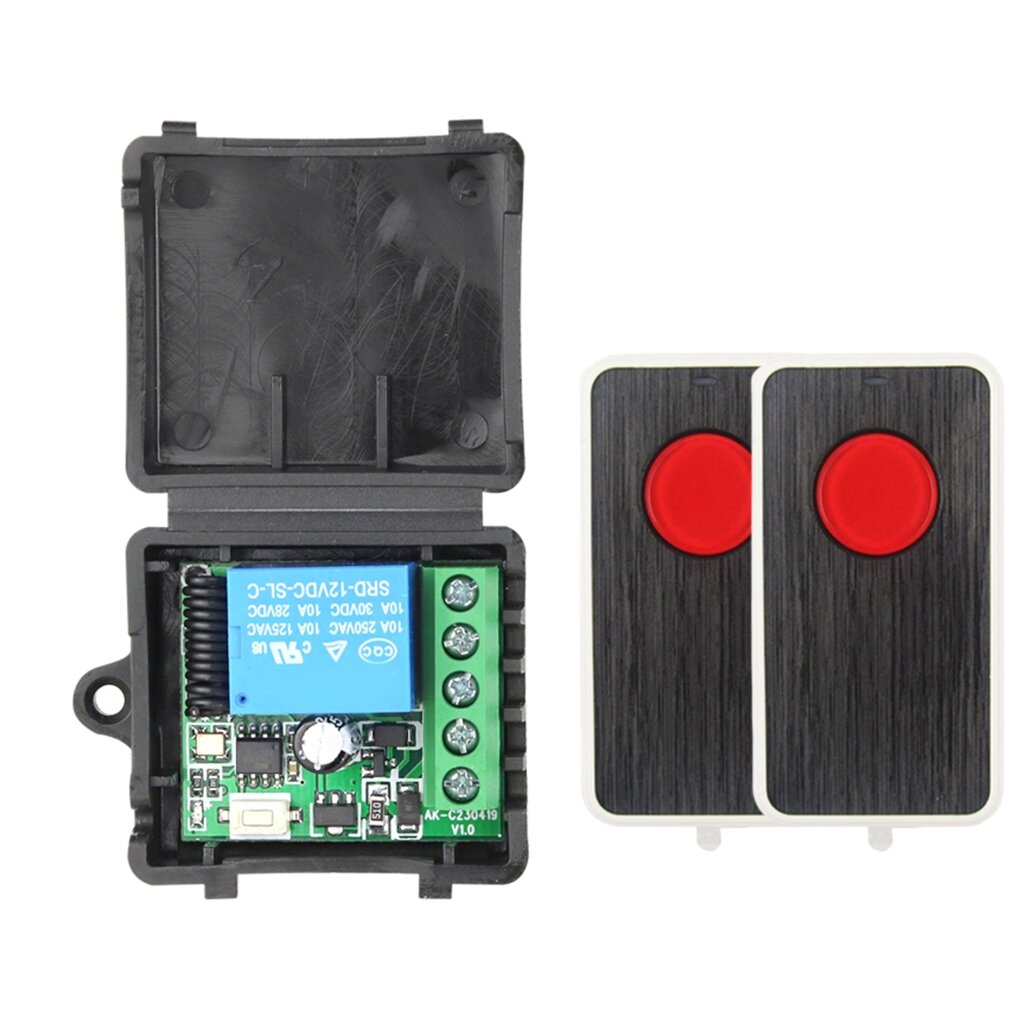 Беспроводной переключатель дистанционного управления 12V, одноканальный модуль реле дистанционного управления-черный-2 пульта дистанционного управления