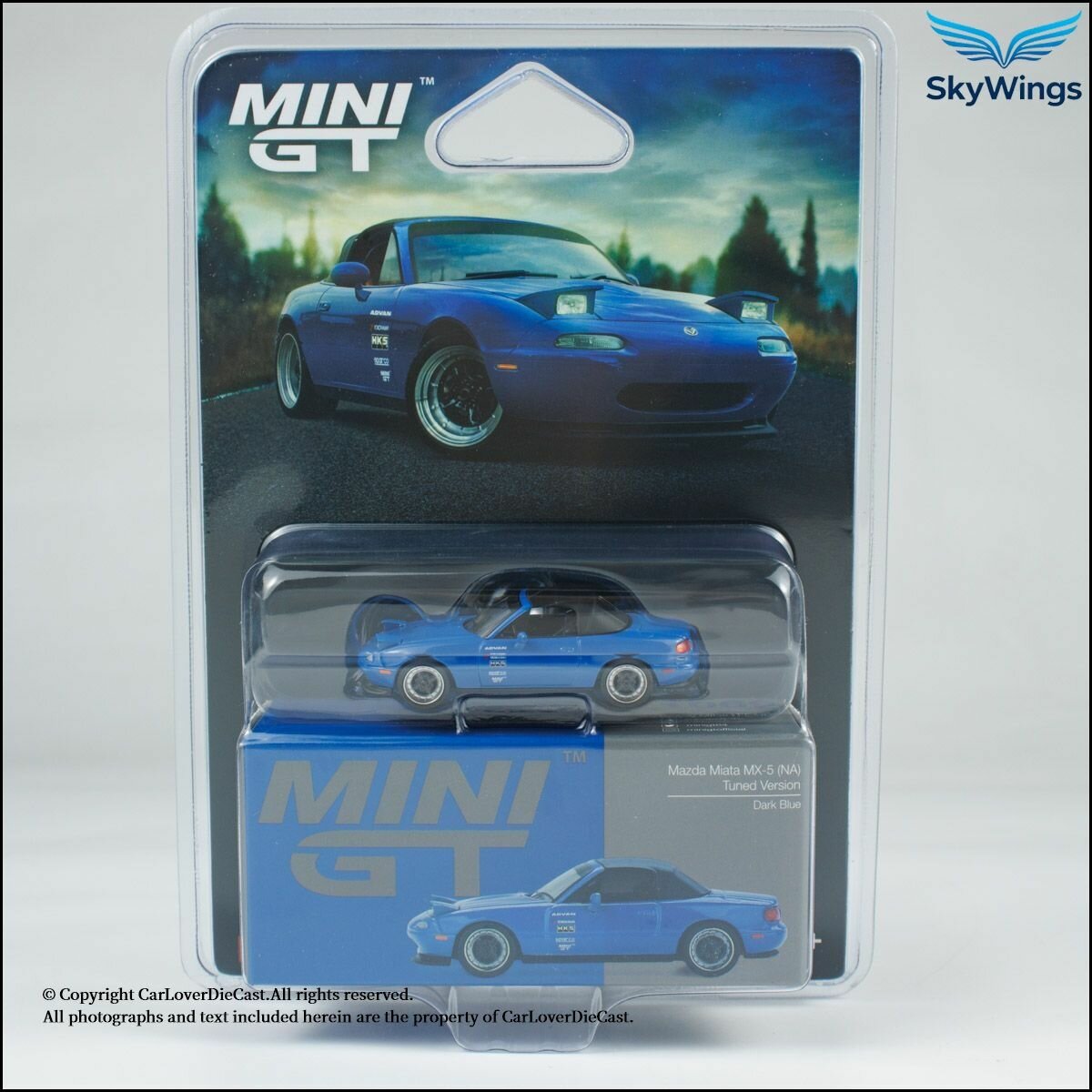 Эксклюзивная коллекционная модель Mazda MX5 NA в синем цвете от MINI GT, MG1069BL, 1:64, выполнена из сплава и упакована в блистер