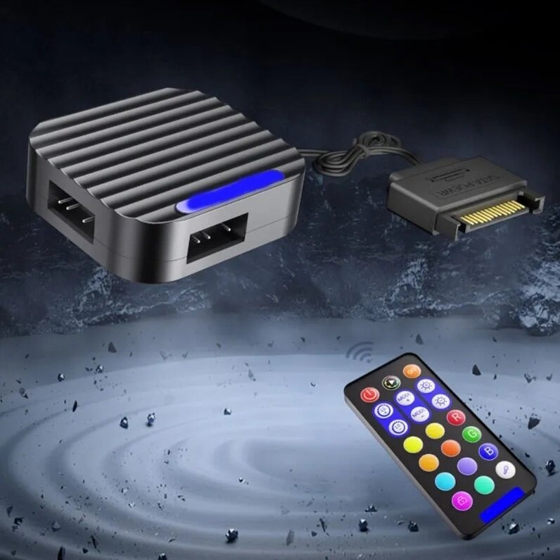ARGB контроллер вентиляторов 5V 3pin SATA + пульт