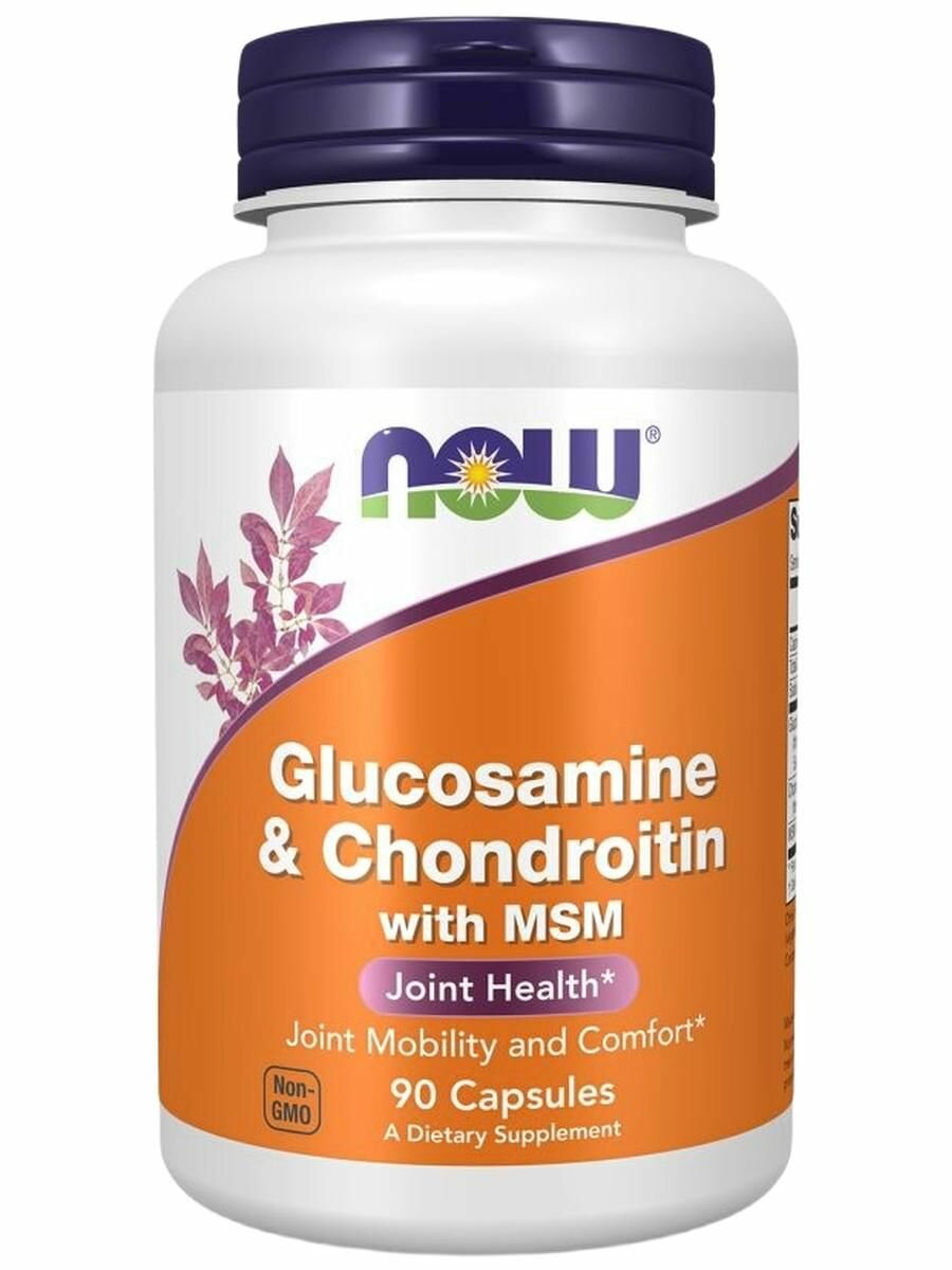NOW Глюкозамин и Хондроитин с МСМ Glucosamine & Chondroitin with MSM 90 капсул (массой 1320 мг)