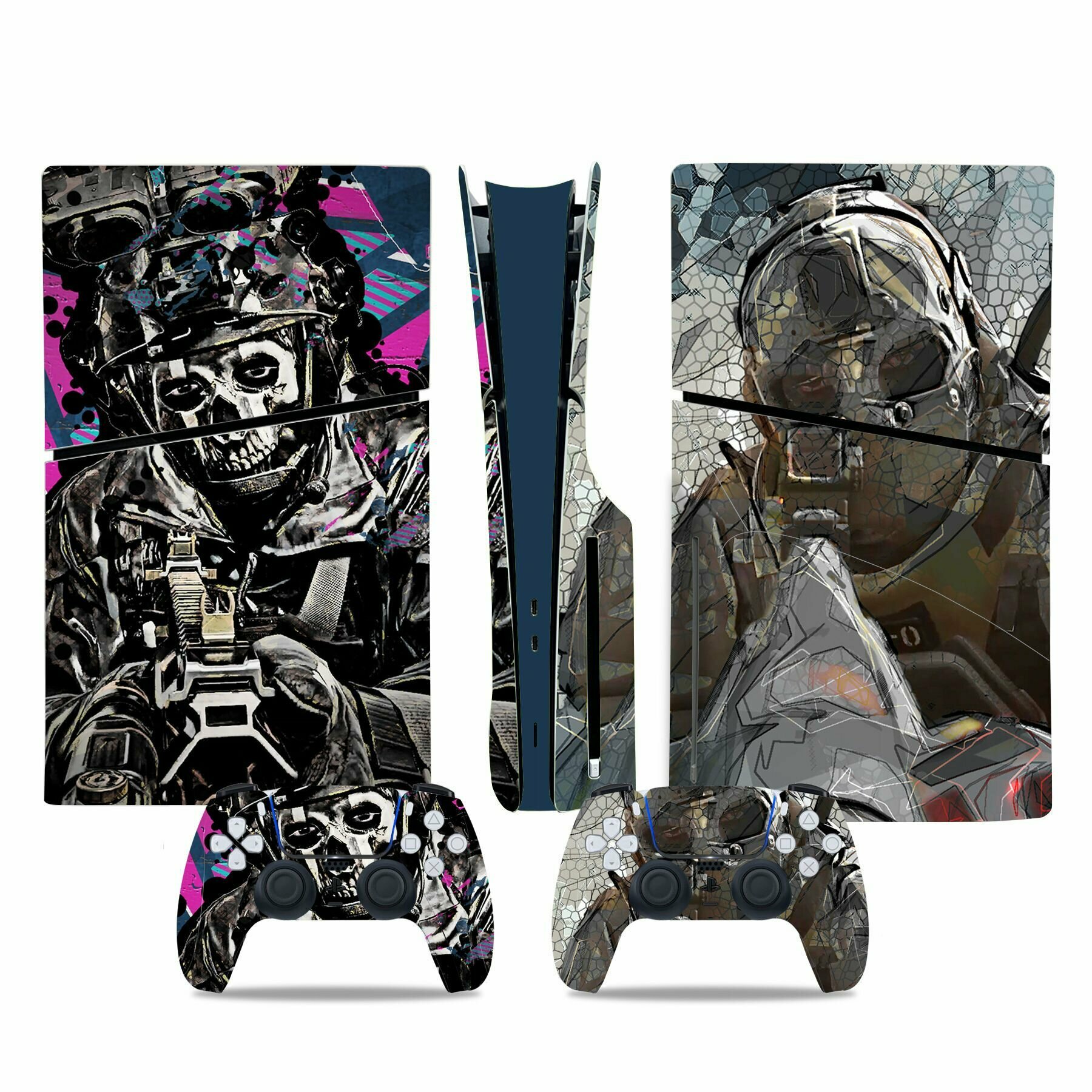 Наклейка виниловая защитная на игровую консоль Sony PlayStation 5 Slim Disc Edition, Call Of Duty-1, полный комплект с геймпадами