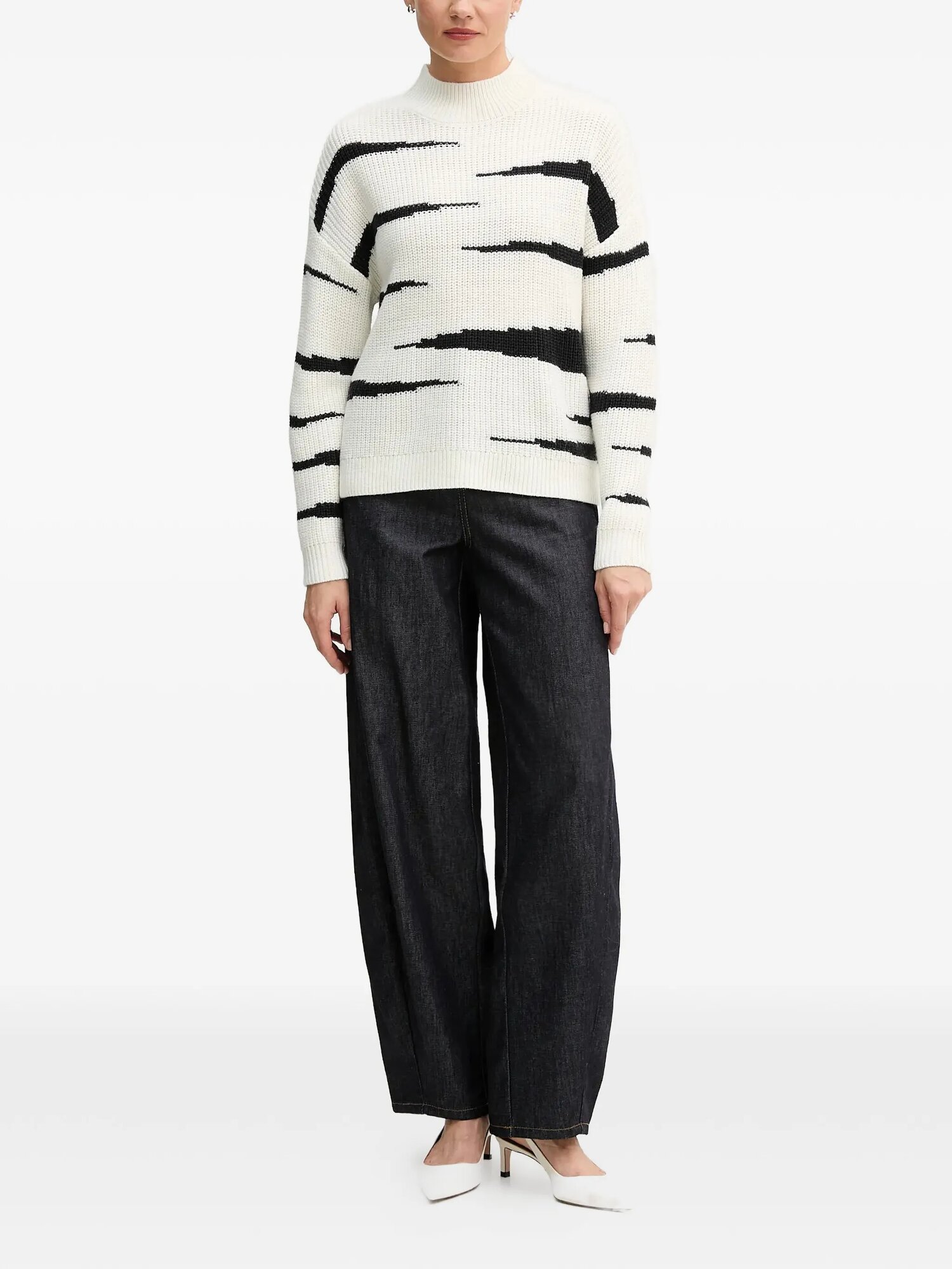 Свитер Marc Aurel High-neck sweater, размер 48, , бежевый/белый — фото 1