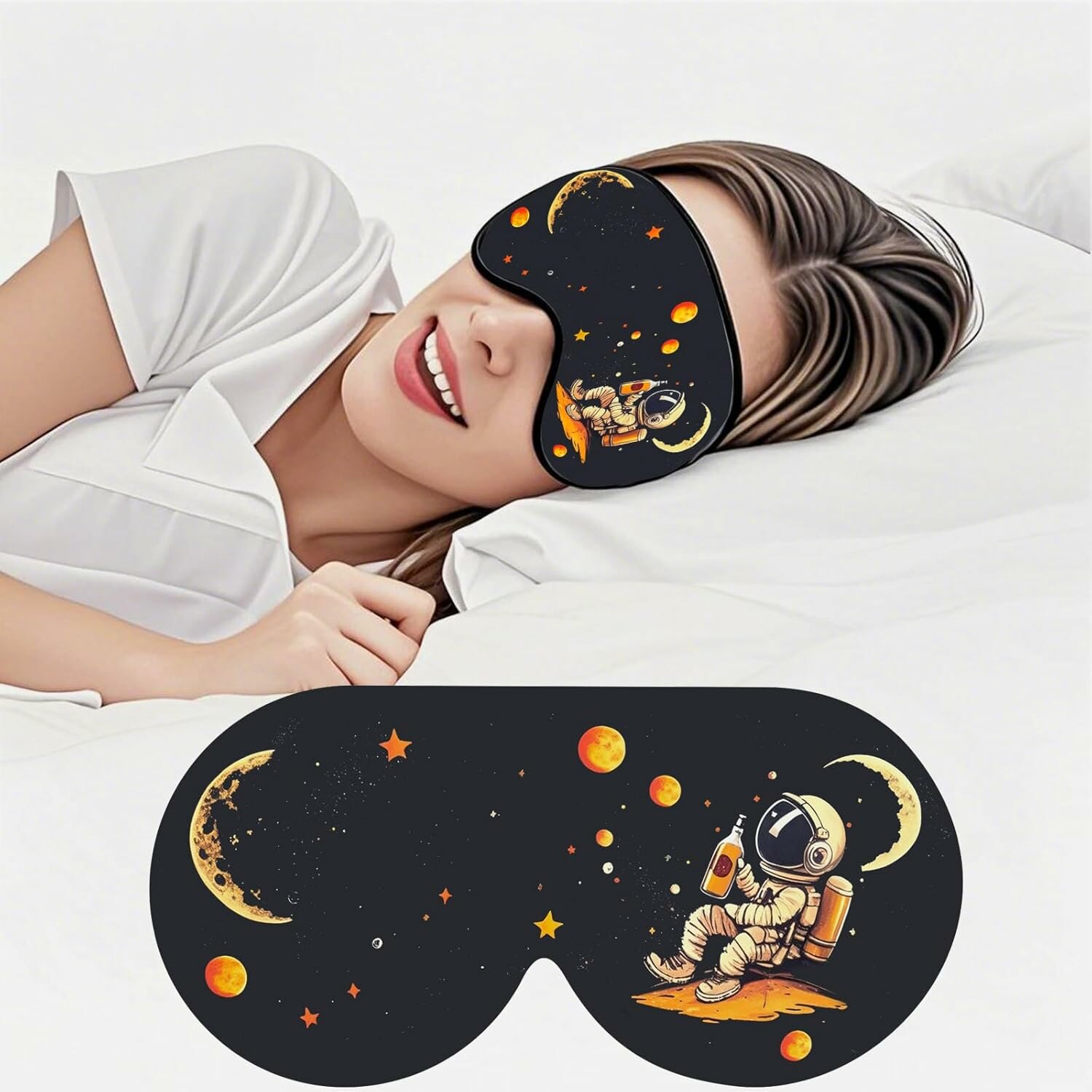 Набор из двух масок для сна Ptrin: светонепроницаемые маски для глаз с регулируемыми лямками, подходящие для сна, отдыха и путешествий, эффективно блокируют свет и уменьшают отечность глаз (черный атлас с вышивкой).