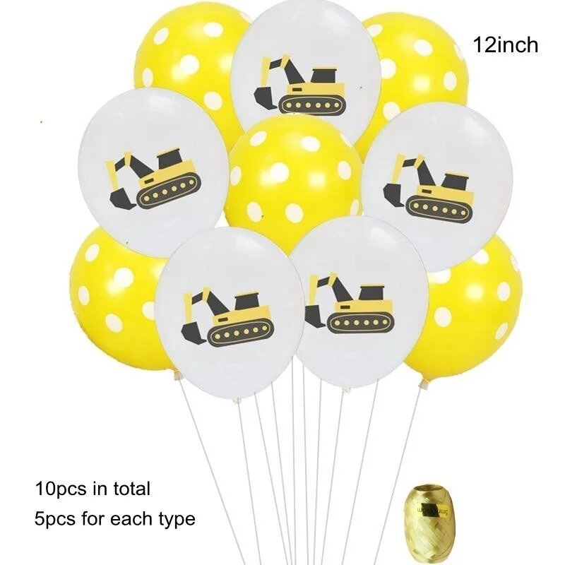 Набор для детского душа "Строительный трактор" 10p white yellowdotB