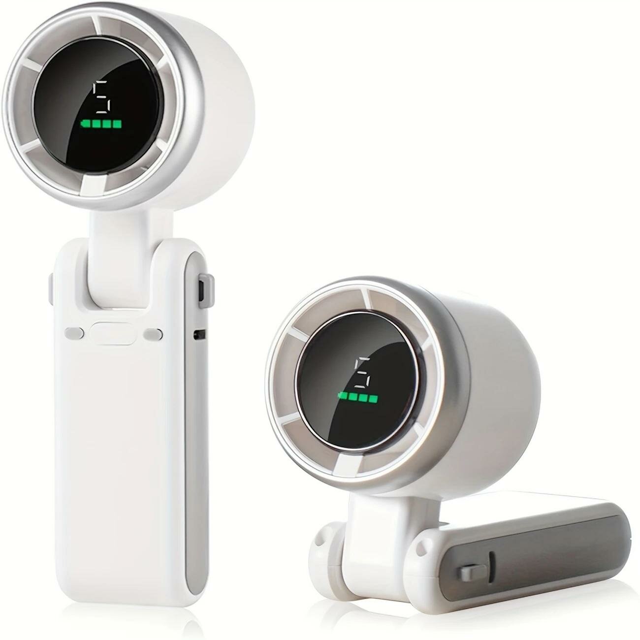 Портативный складной ручной вентилятор - USB заряжаемый, 5 скоростей регулируемый, батарея 1800mAh (время работы 3ч) для офисного стола, спальни, общежития, путешествий, 3 в 1, длина регулируемой люстры макс 15 дюймов, турбо вентилятор, скорость ветра