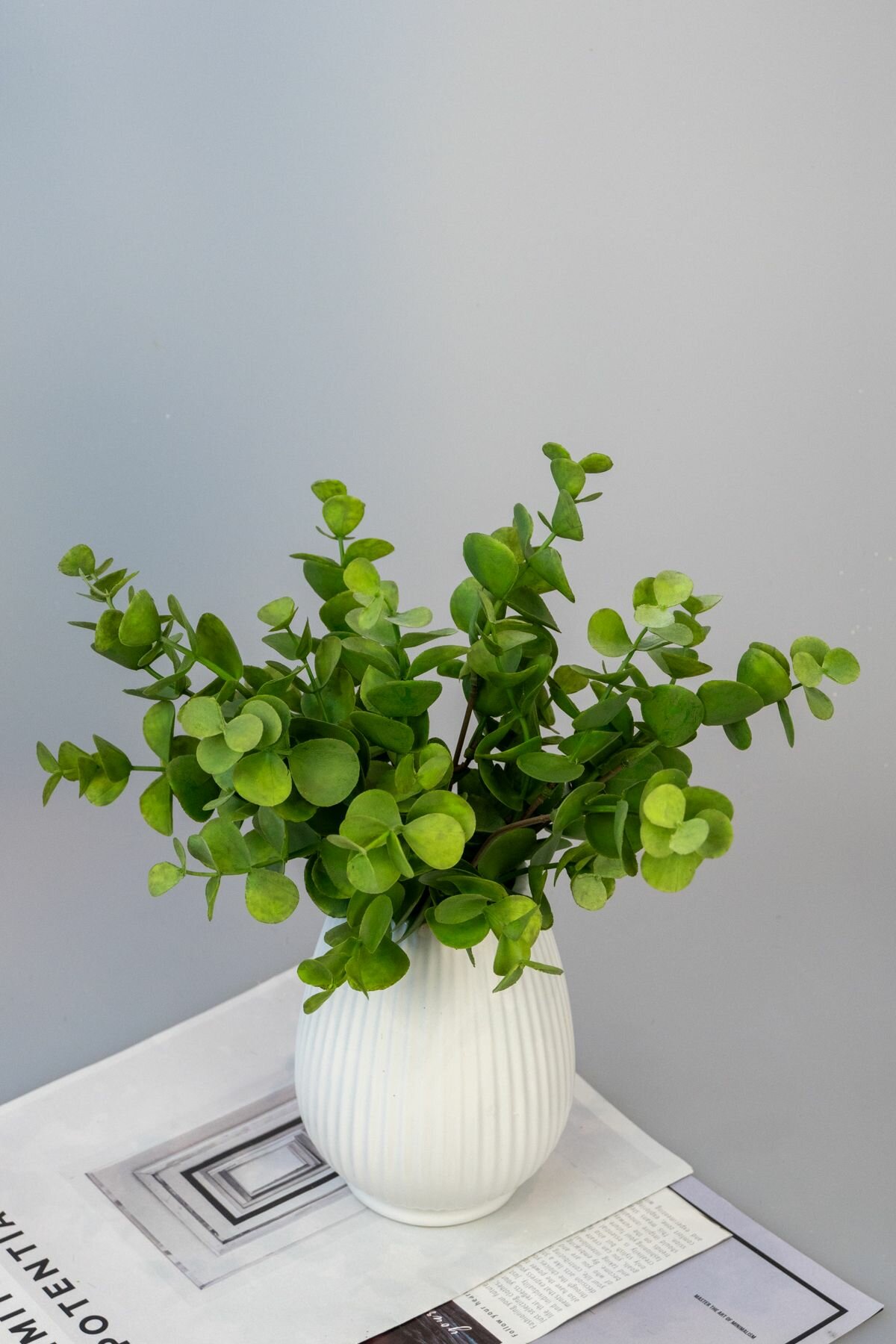 Искусственные цветы для декора интерьера премиум зелень весенняя эвкалипт из силикона 2 букета 10 веток 33 см