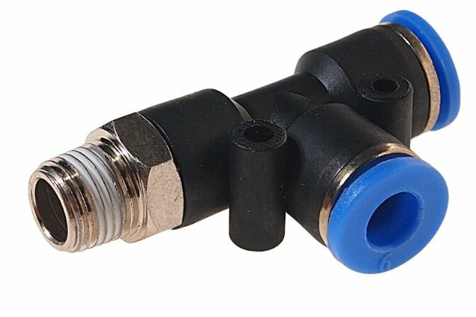 Фитинг RF-SPD06-01 Т-образный для пластиковых трубок 6мм с наружной резьбой 1/8" ROCKFORCE