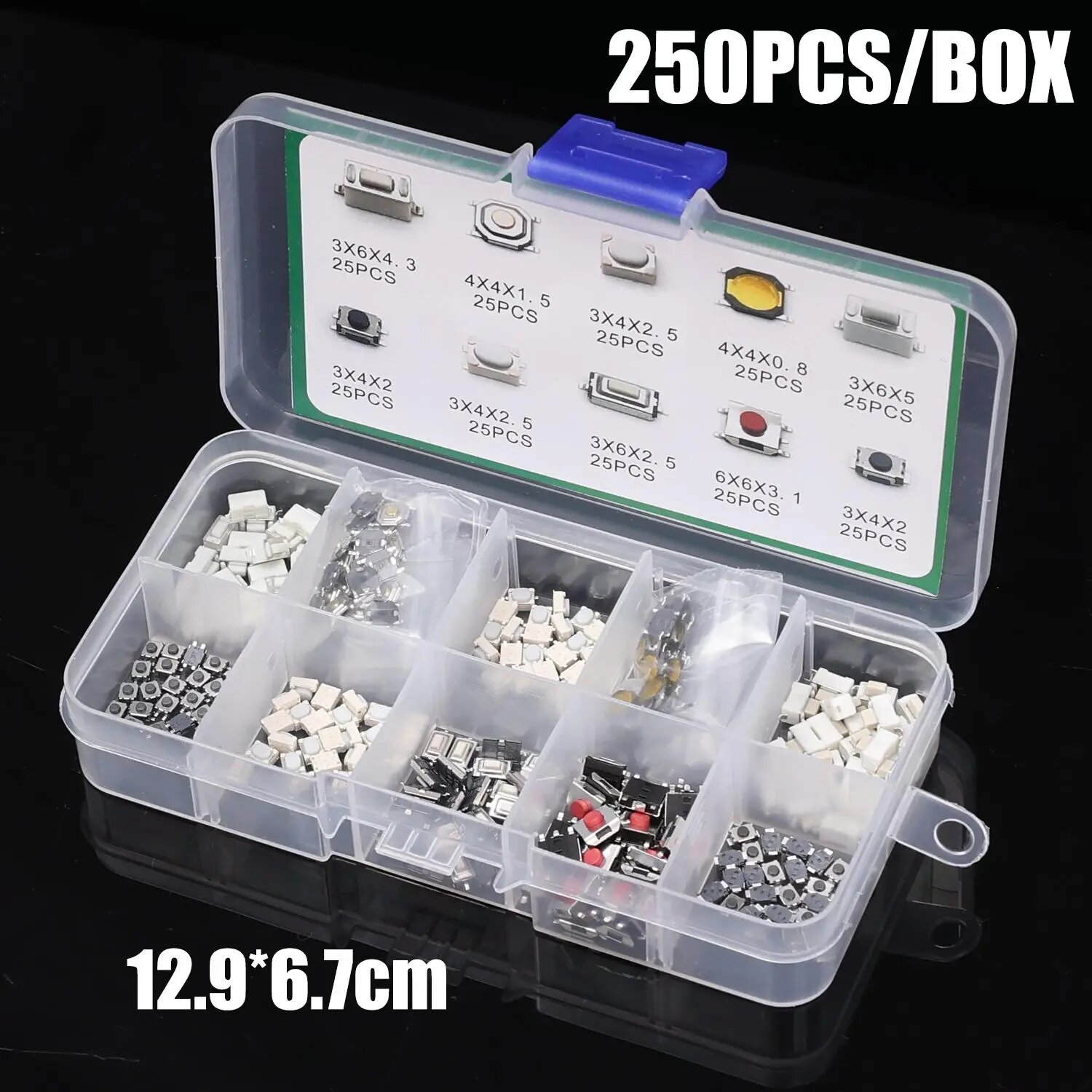 Наборы микротактильных кнопок пластиковых 10 моделей 250pcs