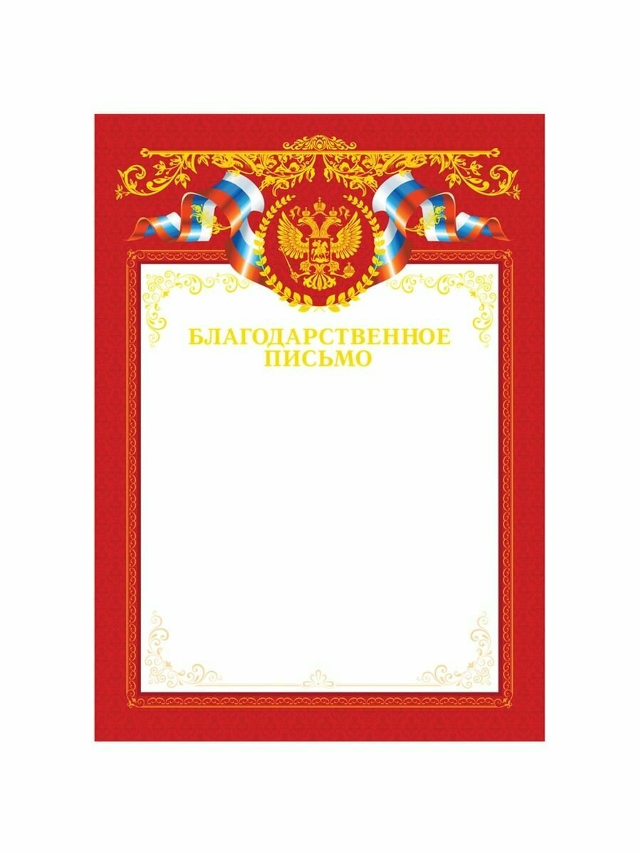 Благодарственное письмо А4, мелованный картон, тиснение фольгой (20 шт.), BBPF_6517