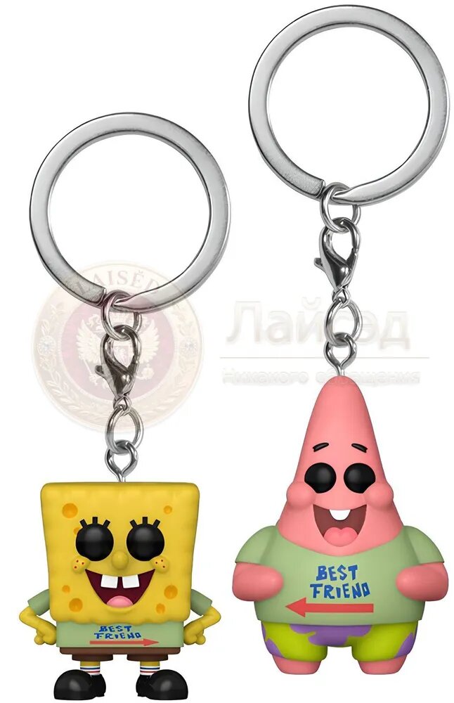 Набор брелков Спанчбоб Губка Боб квадратные штаны и Патрик / Keychain SpongeBob & Patrick 2шт (9см)