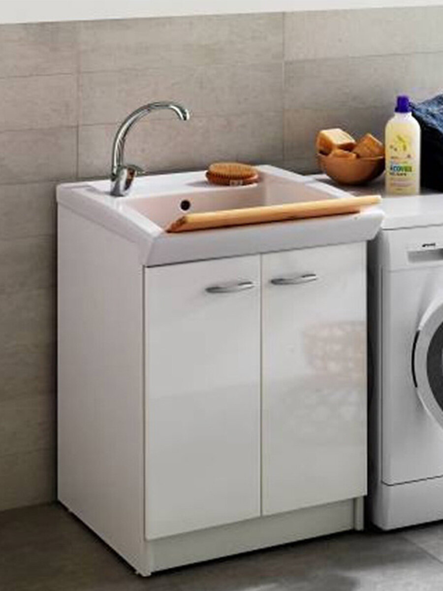 Раковина хозяйственная HATRIA SPECIALS YXMC01+YXZ801, белая, для тумбы, 60.5х60.5 см, с сифоном в комплекте