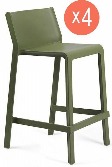 Комплект полубарных стульев со спинкой для кухни Trill Stool Mini, 4 шт, цвет агава, NARDI, Италия