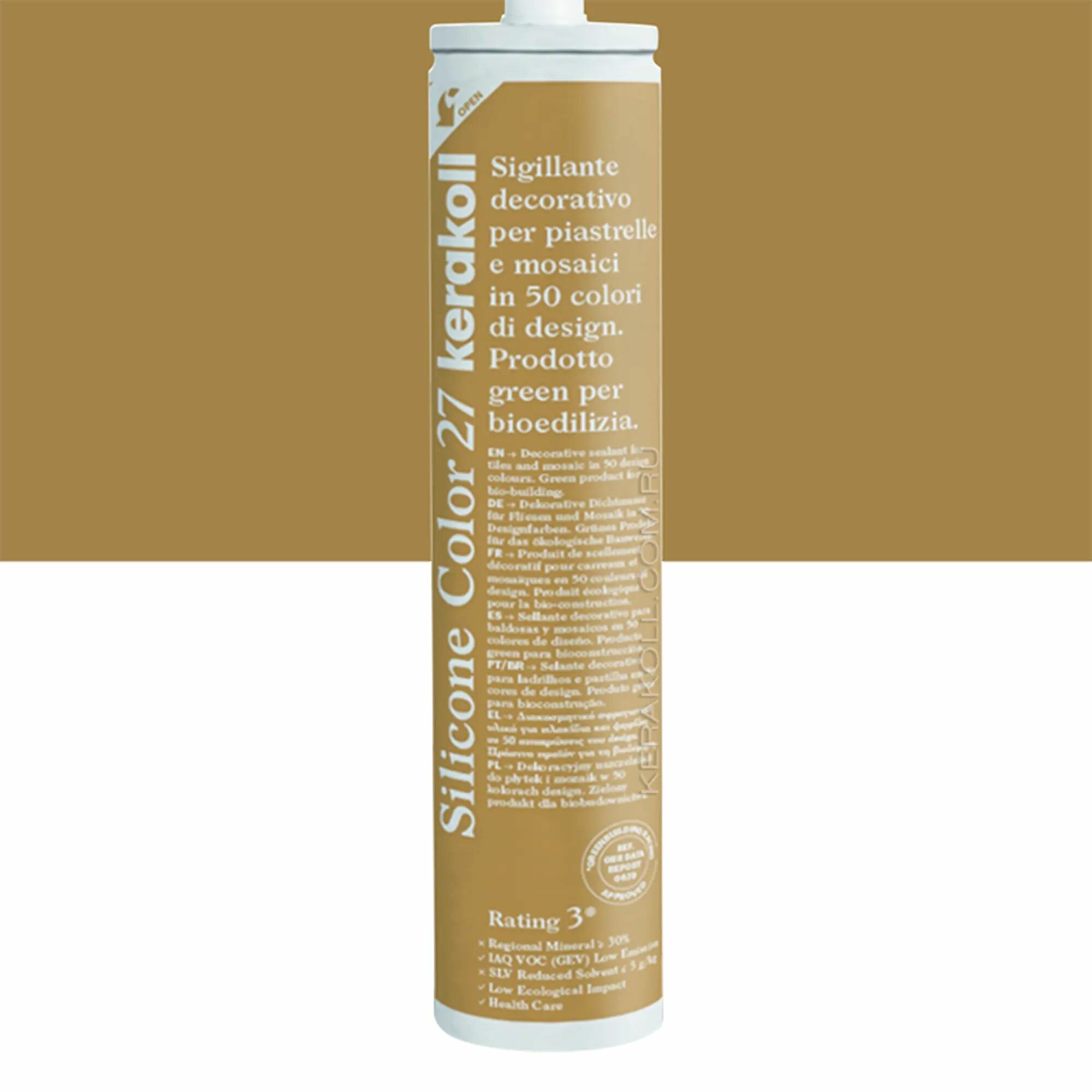 Герметик KERAKOLL SILICONE COLOR (50 цветов Design), Цвет 27 (Желто-оранжевый) 310 мл.