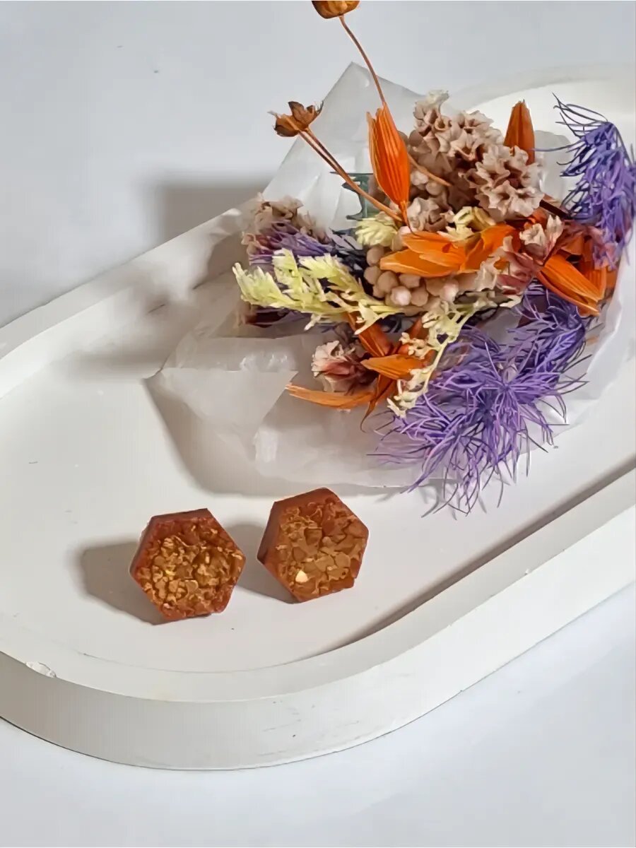 Серьги, металл, эпоксидная смола