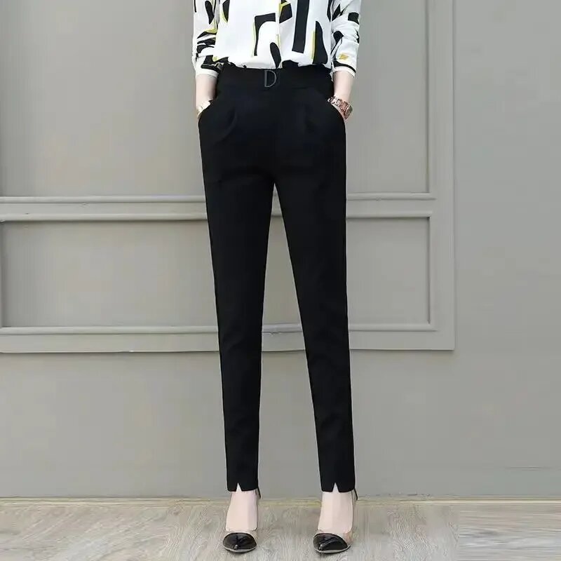 Женские офисные брюки из полиэстера М, black D jiufen