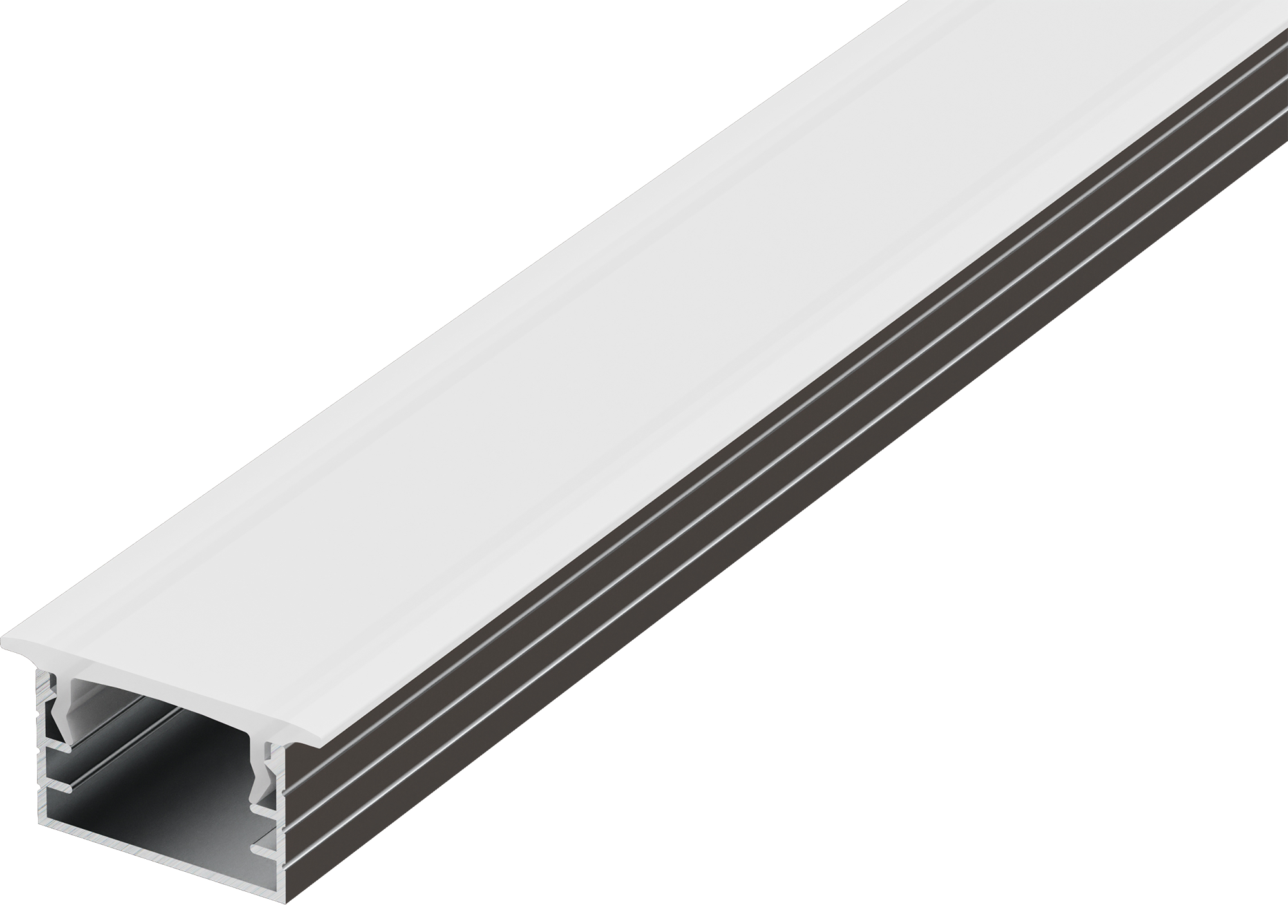 Встраиваемый профиль 18,3х10мм, длина 2 метра, матовый экран, 4 заглушки, 4 крепежа, цвет алюминий, Donel
