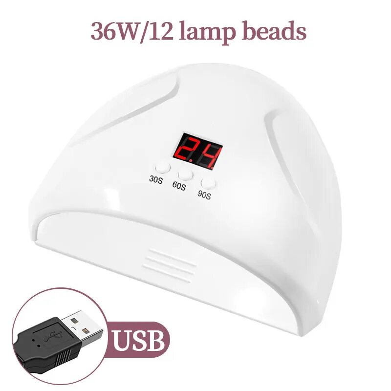 DUTRIEUX LED лампа для ногтей 36W, 12 ламп, White, USB