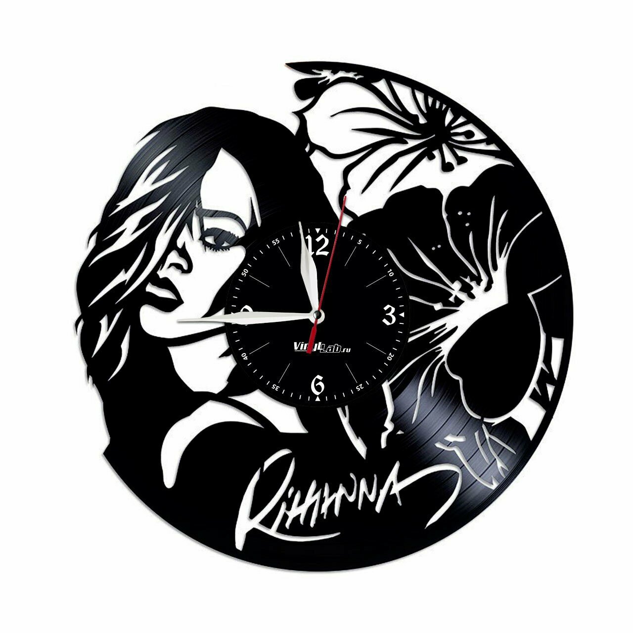 Часы из виниловой пластинки (c) VinylLab Риана, диаметр 30 см