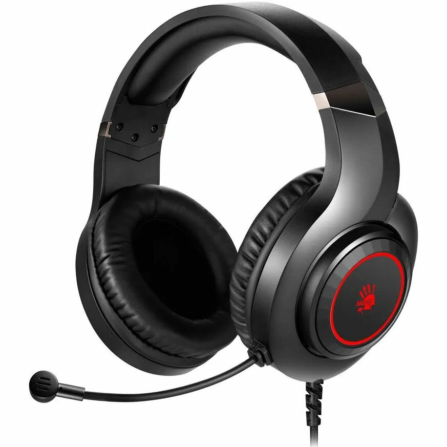 Гарнитура A4Tech G220 AUX3.5-4PIN + USB Гарнитура Bloody G220 чёрный, проводная, подсветка
