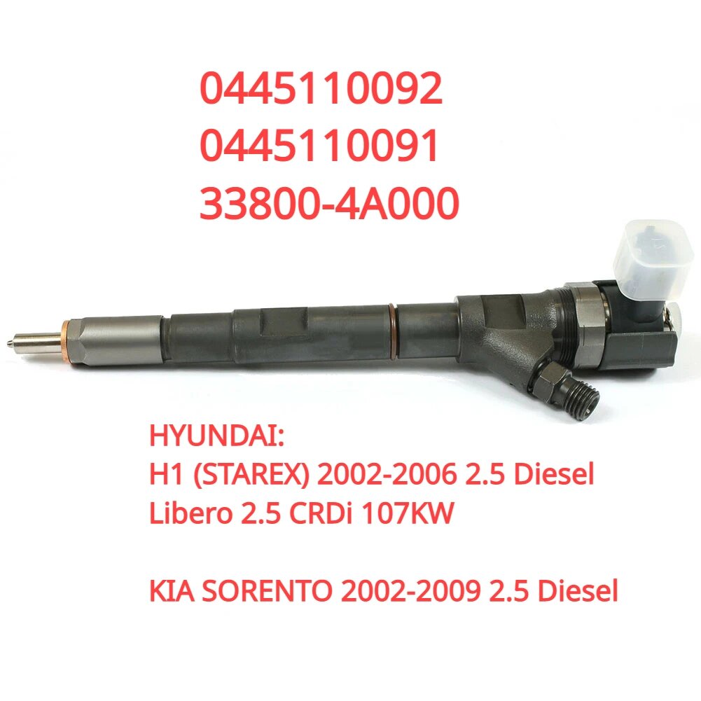 0445110092 33800-4A000 Новая форсунка дизельного топлива для HYUNDAI H1 STAREX/KIA SORENTO 2.5 CRDi 2002-