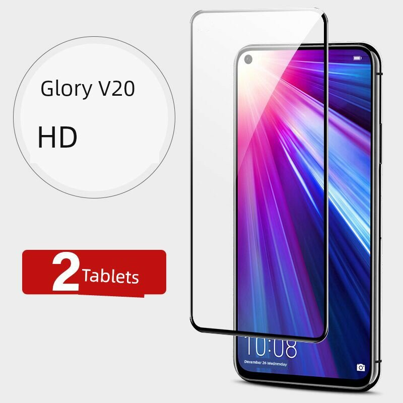 Защитное стекло Honor V20 с алмазной черной каймой, антипригарное, высокая четкость, комплект из 2 штук
