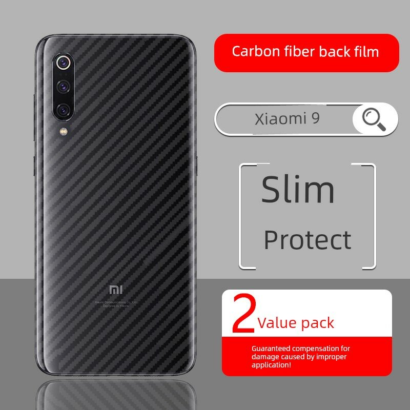 Карбоновая волоконная задняя пленка для Xiaomi CC9e, антицарапинная и антипотная, 2 листа простая защита