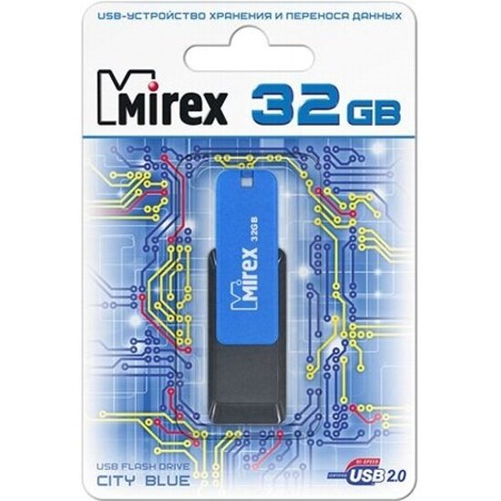 Флэш накопитель Mirex 32 Гб CITY BLUE USB 2.0 (13600-FMUCIB32)